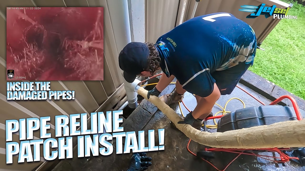 Installing a Pipe Reline Patch! (This drain was FULL of Tree Roots) - YouTube