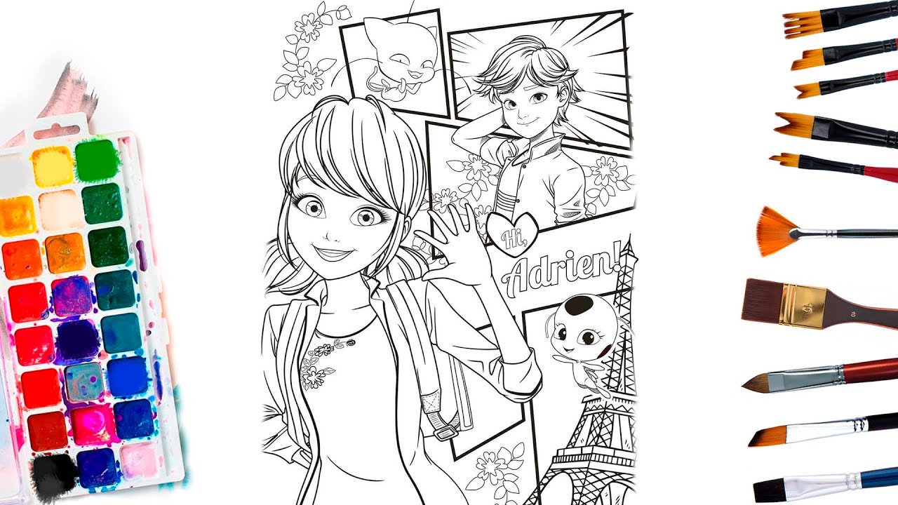Marinette & Adrien Coloring And Drawing | Miraculous Ladybug Coloring ...
