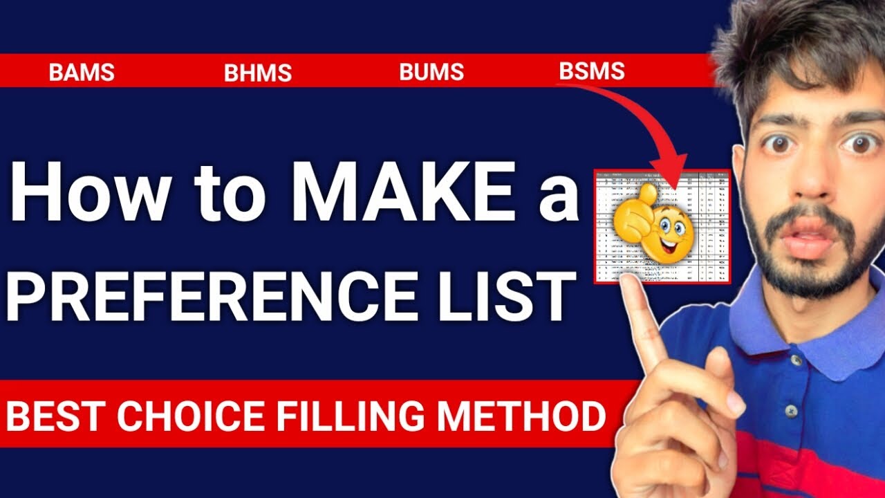 How to MAKE a Preference List | Ayush Choice Filling 2023 | Ayush ...