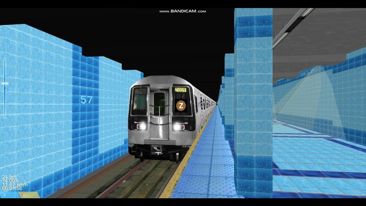 OpenBVE R110B Z train arriving & departing at 57th Street 3rd Avenue - YouTube