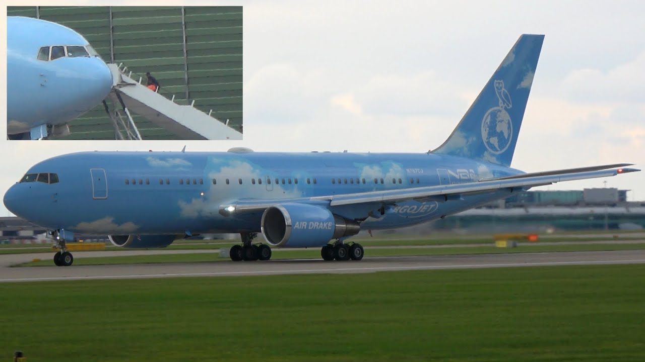 DRAKE DEPARTS MANCHESTER ONBOARD PRIVATE B767-200! - AIR DRAKE, 29/07 ...
