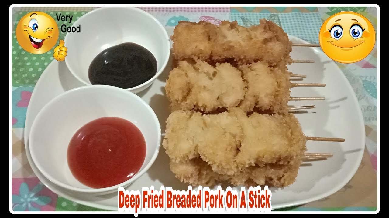 Deep Fried Breaded Pork On A Stick - YouTube