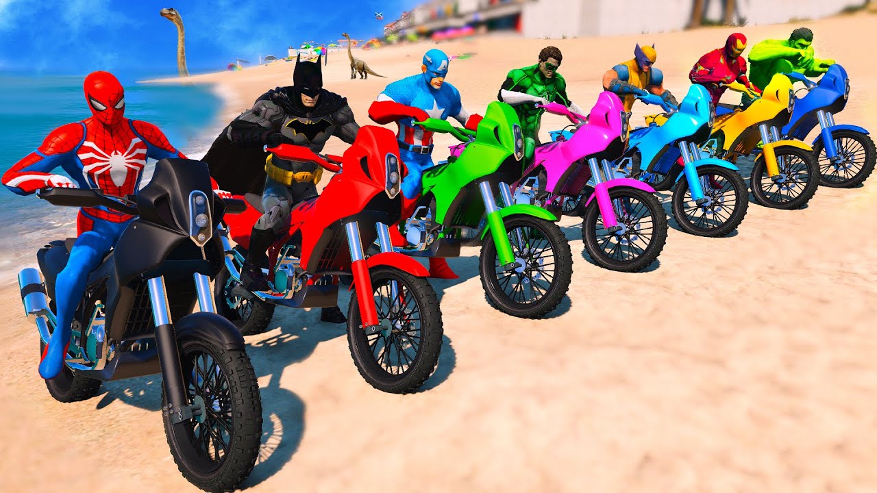 SPIDER MAN Racing Motorcycle Takes on Spiral Bridge Stunt Ride wtih ...