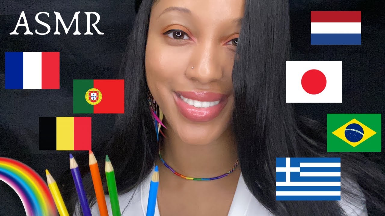 ASMR WHISPERING 6 COLORS IN DIFFERENT LANGUAGES | Air Tracing and ...