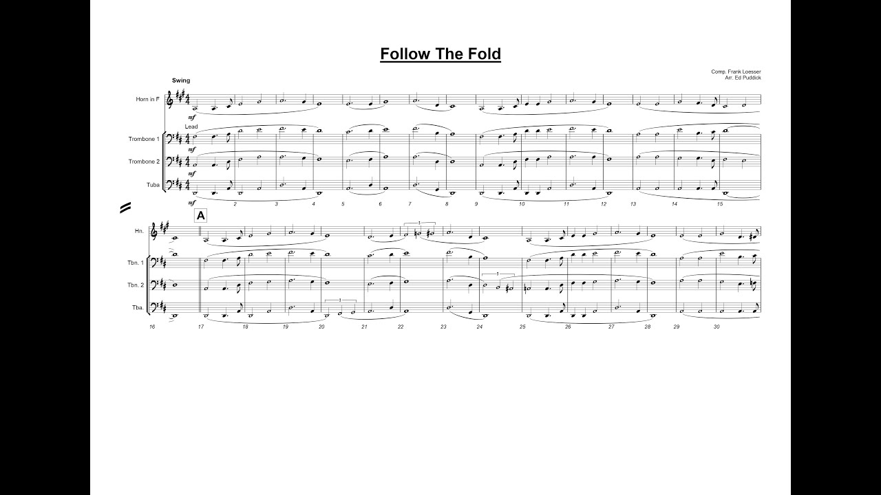 Guys & Dolls remembered...FOLLOW THE FOLD Ed Puddick Big Band score ...