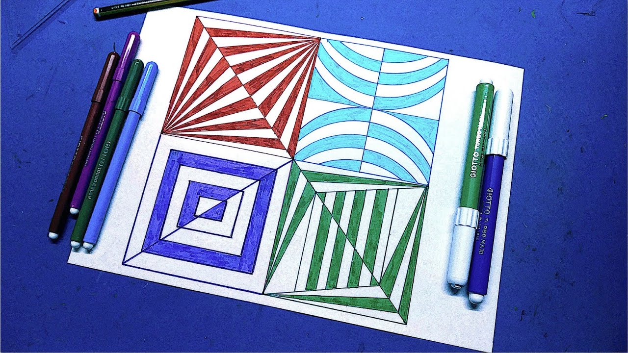 Very Easy Optical Illusion Drawings | Geometric | Patterns | Tricks ...