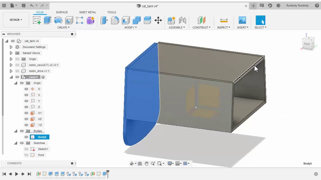 41.chapter3//나.case//1.기본형태//g.앞,뒤 Component(fusion360 따라하기 강좌) - YouTube