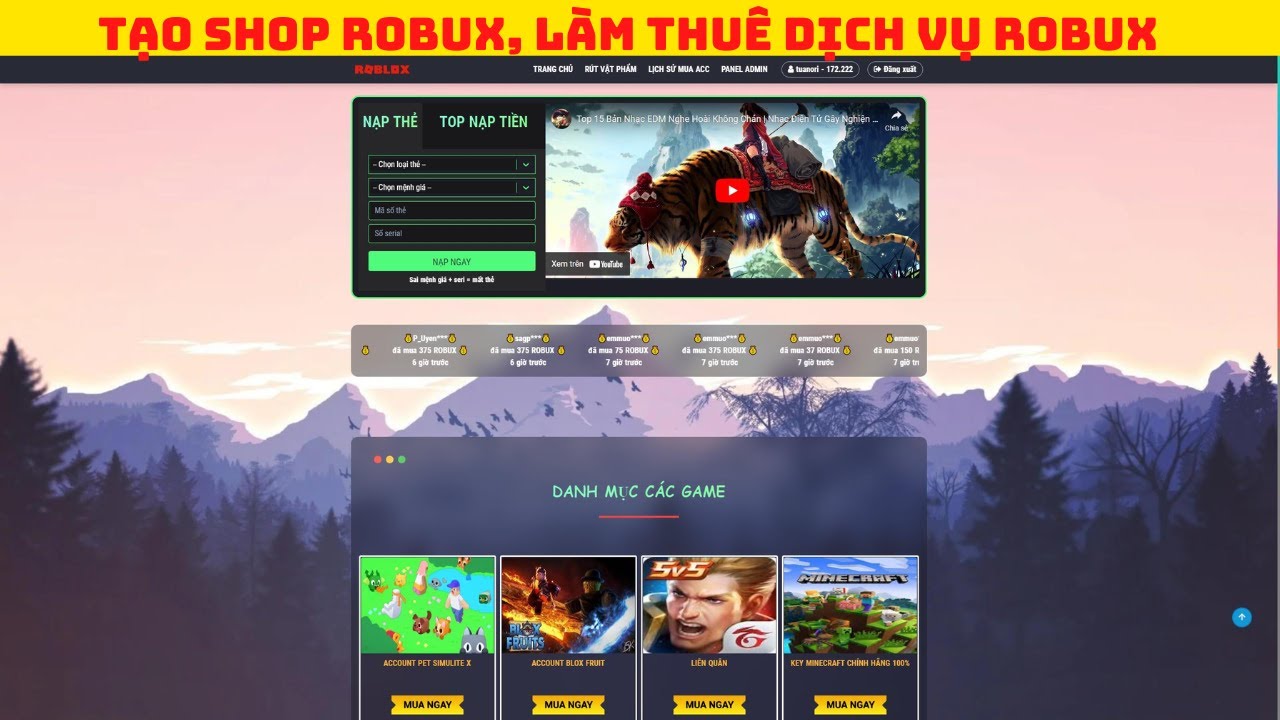 CÁCH TẠO SHOP BÁN ACC GAME ROBUX, LIÊN QUÂN - CÓ DỊCH VỤ CÀY THUÊ, BÁN ...