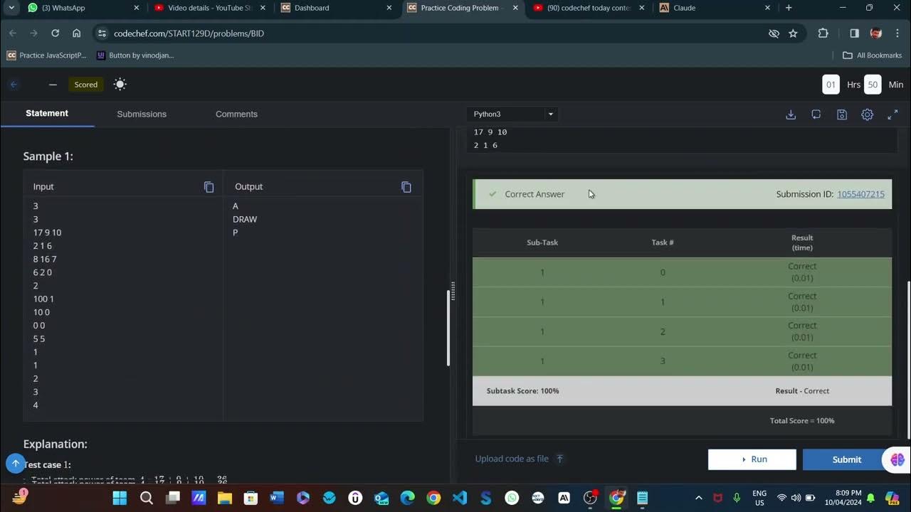 Pep Bidding solution ,STARTERS 129 DIVISION 4/ CodeChef today solutions ...