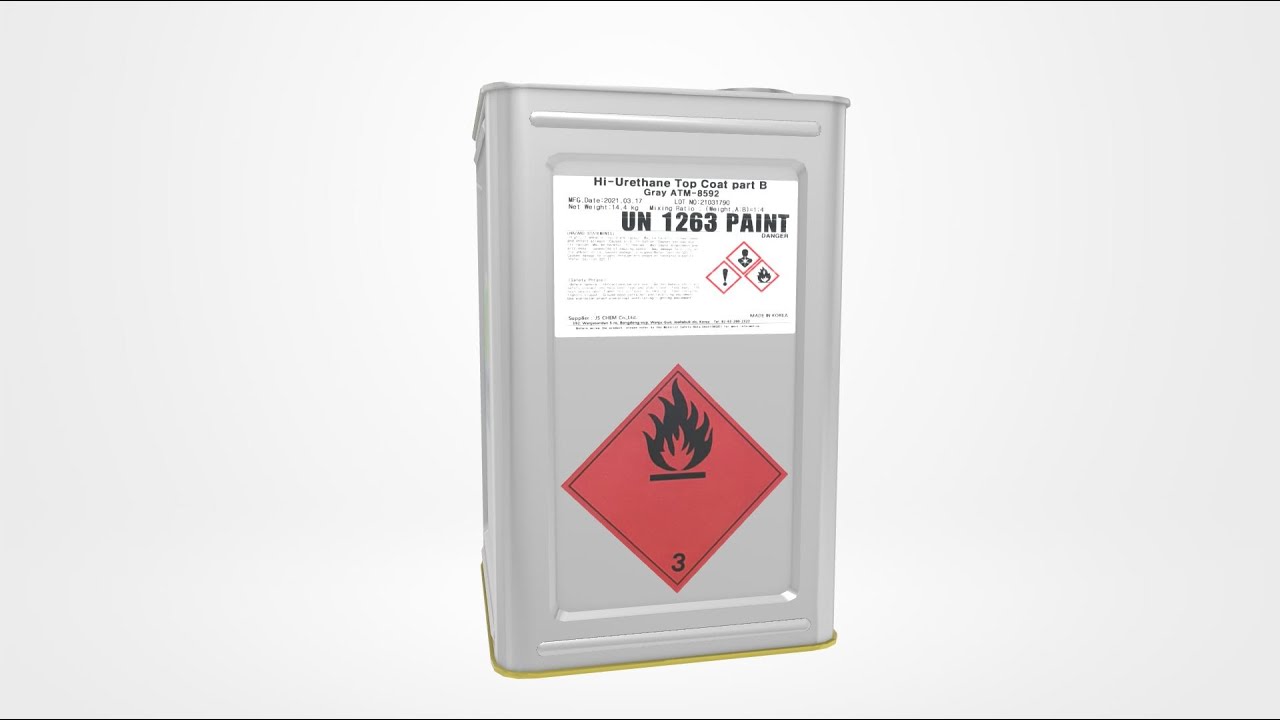 9 정석케미칼 Hi urethane Top Coat Part B Gray ATM 8592 UN1263 PAINT - YouTube