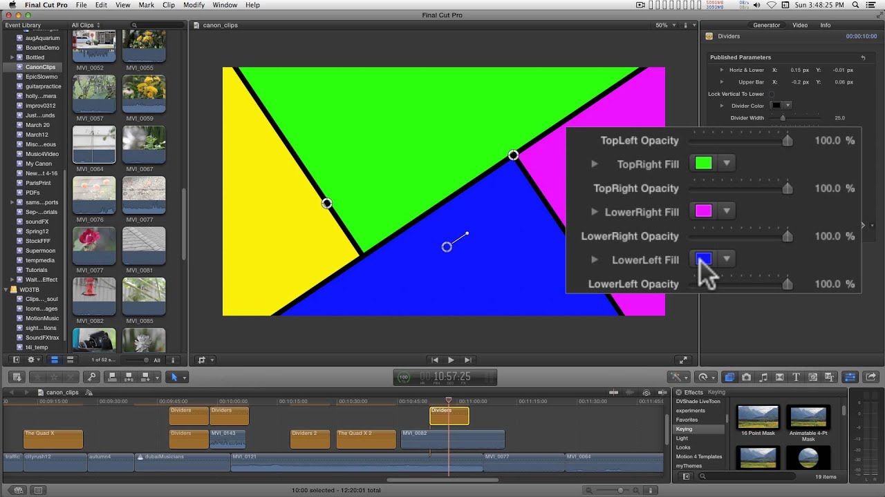 Final Cut Pro Generators (FCPX templates/plugins): Dividers + The Quad ...