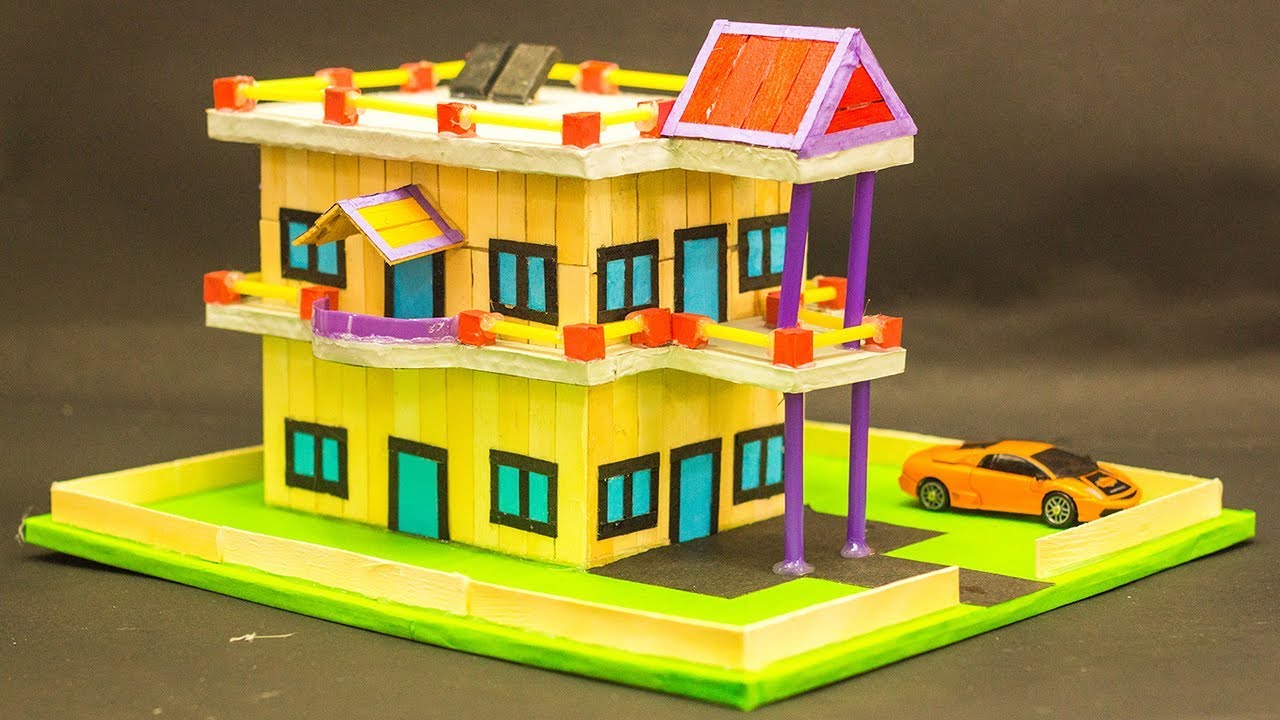 Popsicle Stick Modern House - YouTube