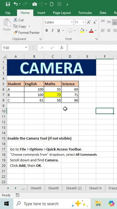 How to enable the Camera tool in Excel 📷 - YouTube