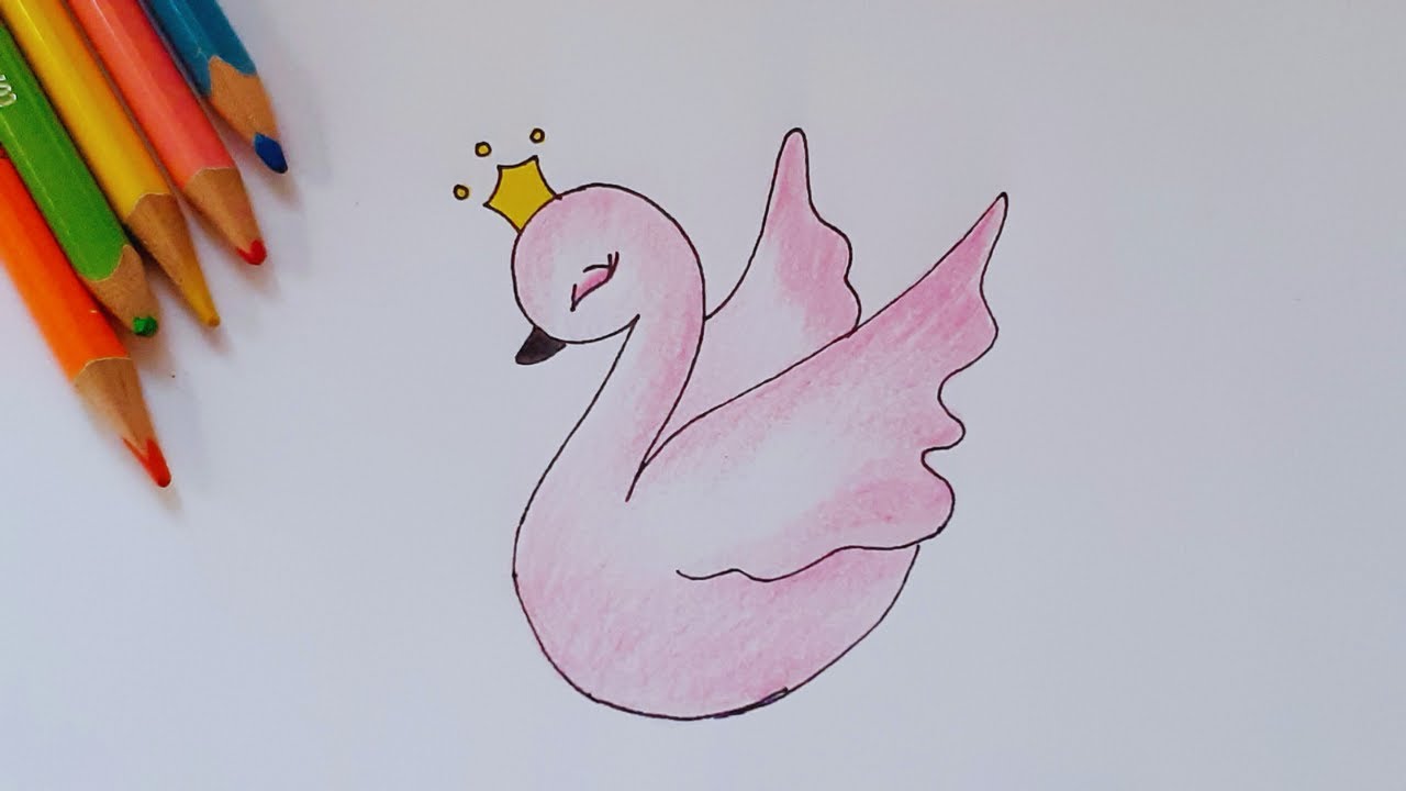 How to draw swan step by step||drawing and coloring idea - YouTube