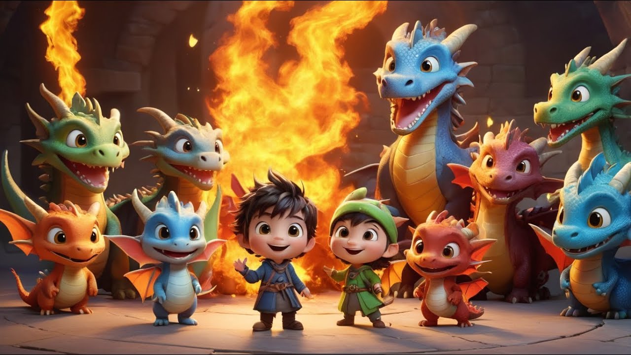 Eight Little Dragons Breathing Fire | Exciting Dragon Song for Kids ...