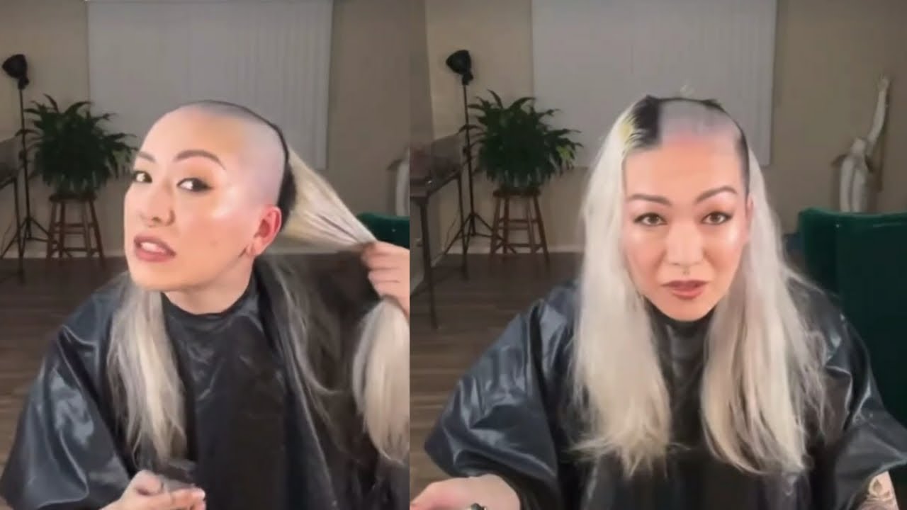Self Head Shave With Big Trimmer || Beautiful Asian Girl Self Shave ...