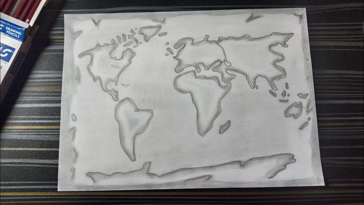 How to draw a world map sketch drawing easy way step by step # ...