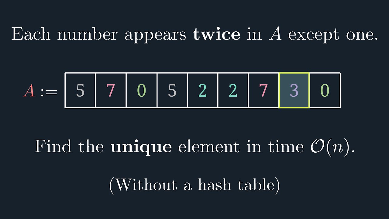 Finding the Unique Element in Linear Time | Riddler's Riddles #4 - YouTube