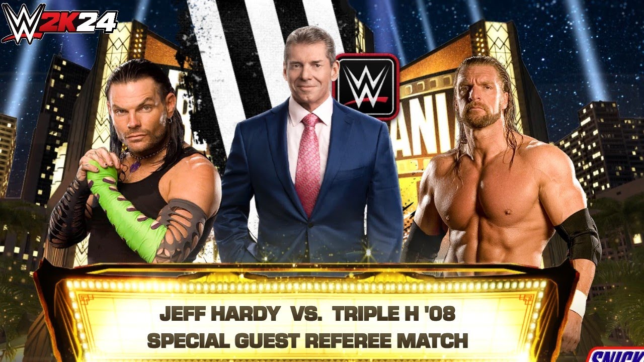 Wwe2k24 gameplay: Jeff Hardy vs Triple H: Special Guest Referee McMahon ...
