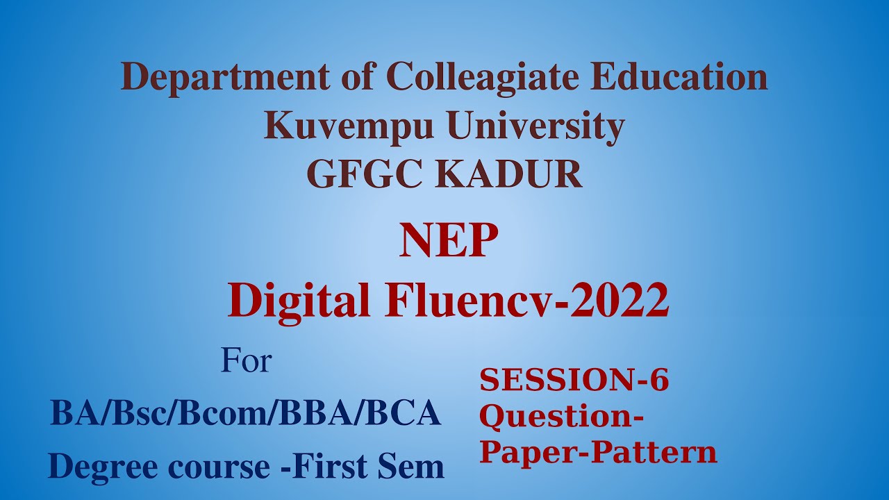 Digital Fluency | Question paper Pattern |Kuvempu University |SEC - YouTube