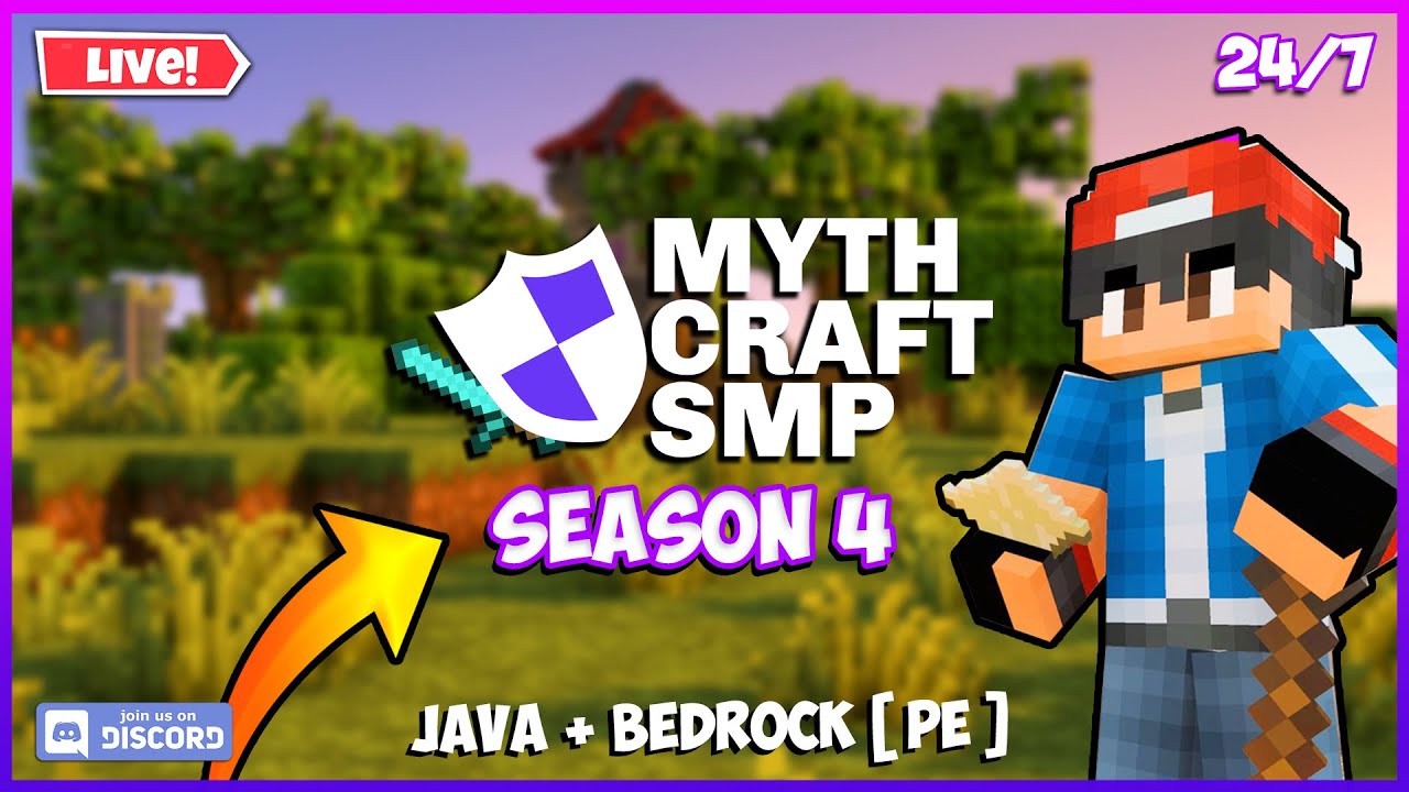 Join Our Minecraft SMP! 24\7 JAVA + PE Free For Subscribers - MythCraft ...