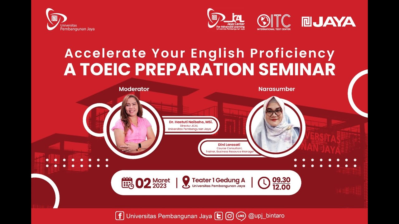 Jaya Centre Advance Learning Accelerate Your English Proficiency a TOEIC Preparation Seminar ...