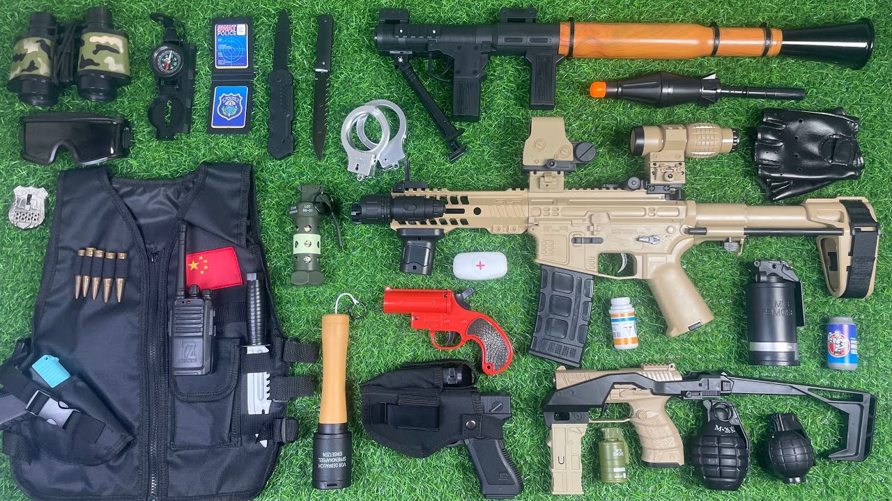 Unboxing special forces toy set, RPG rocket launcher, SLR assault rifle ...
