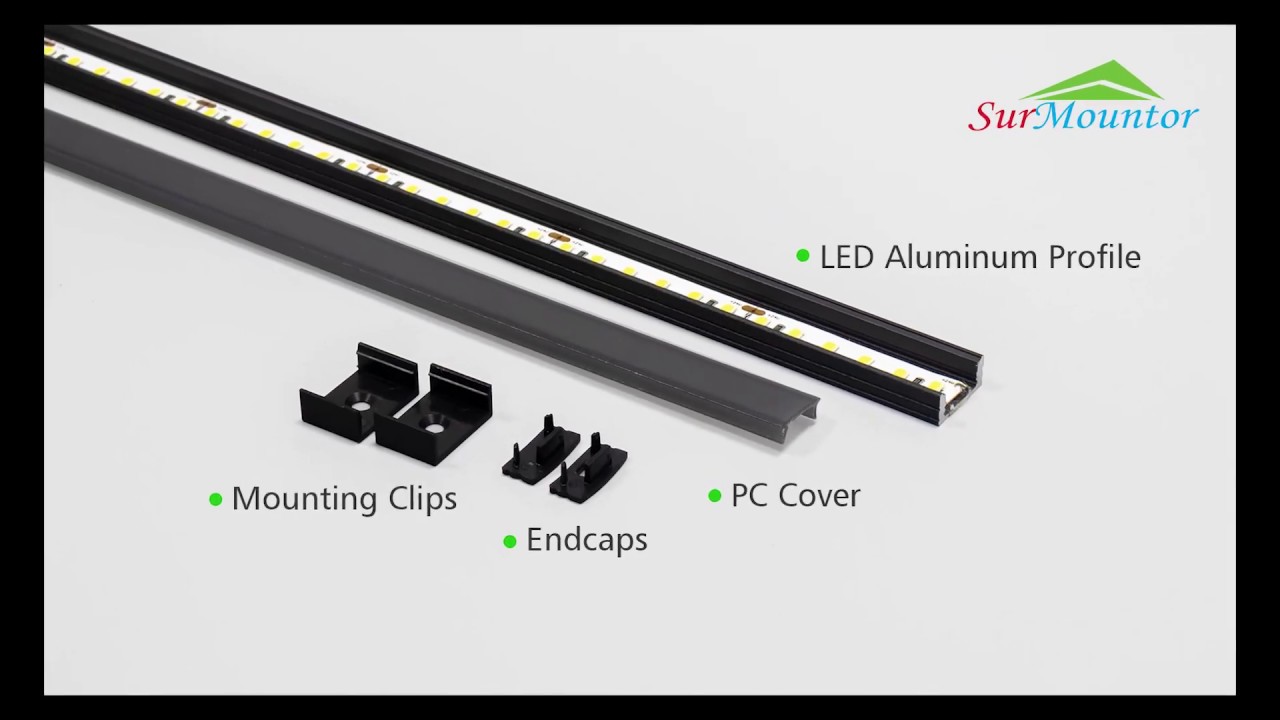 Black anodized LED aluminium profile with smoke black transparent ...