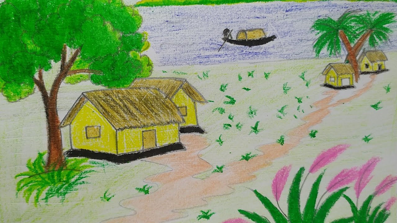 Easy drawing of natural scenario.landscape. with #simple drawing🌺🌺 ...