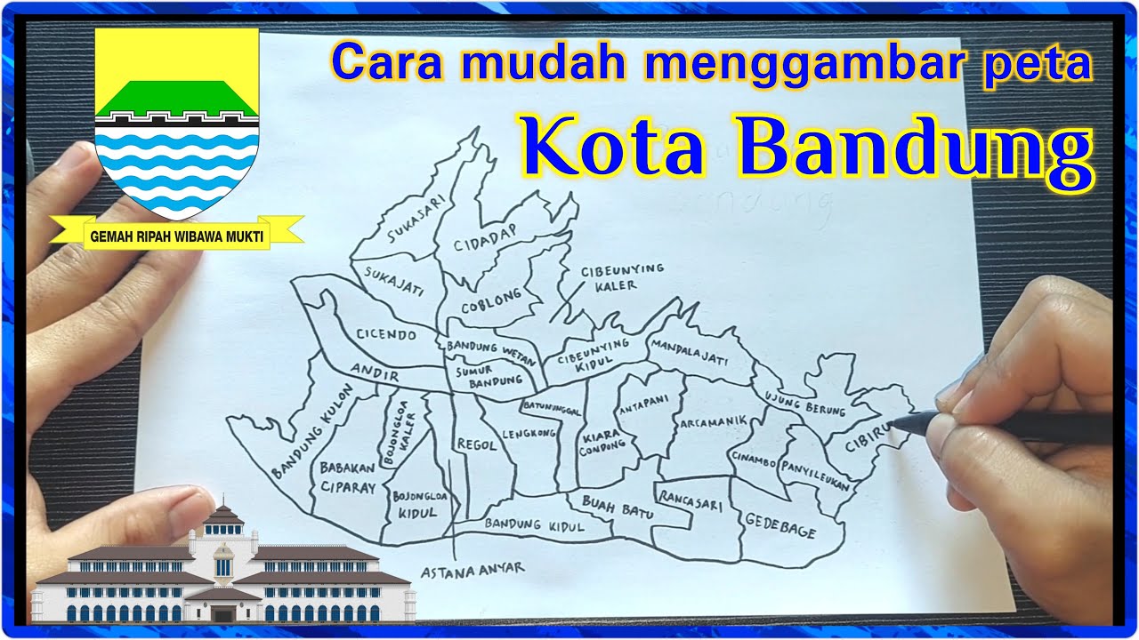 Cara menggambar Peta Kota Bandung dengan mudah dan Lengkap 2023 - YouTube