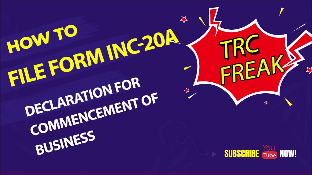 FORM INC-20A Declaration for commencement of business | INC-20A ...