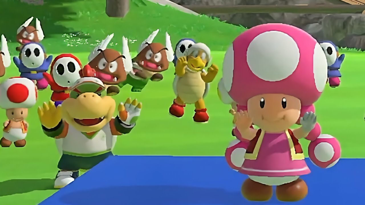 Mario Golf Super Rush Toadette vs Bowser vs Bowser Jr in Ridgerock Lake ...
