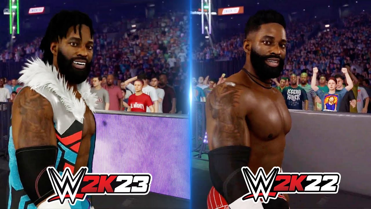 WWE 2K23 vs WWE 2K22 Cedric Alexander entrance Comparison - YouTube
