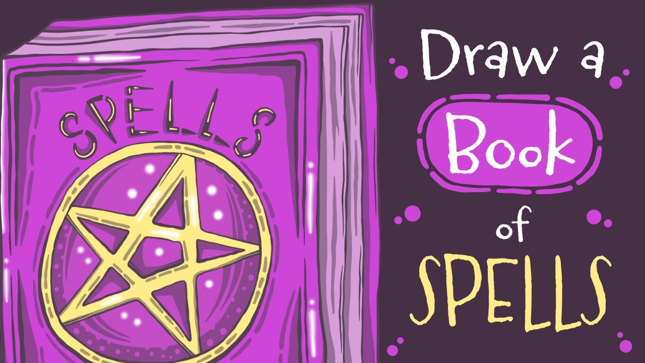 How to Draw a Book of Spells - 31 Days of Halloween Drawings - YouTube
