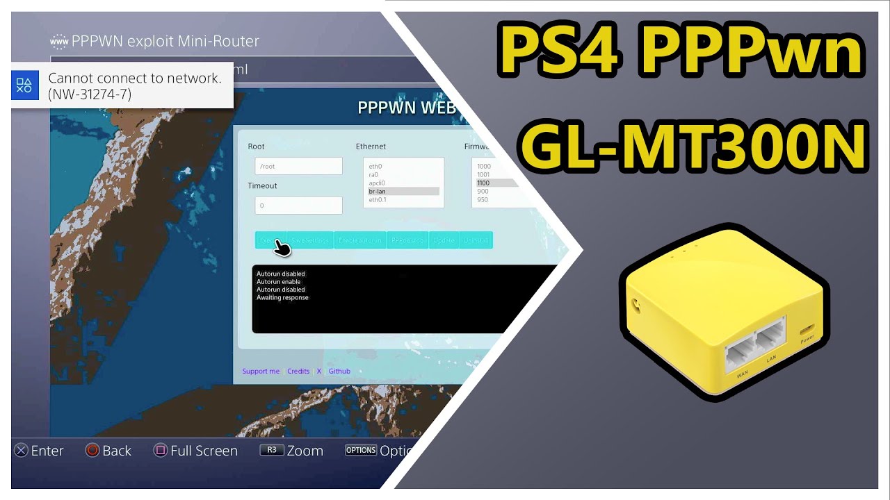 PS4 PPPwn tutorial settings for GL-MT300N - YouTube