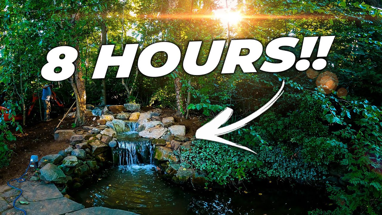 How to Build a Waterfall in 8 hours?! | Pond Upgrade - YouTube