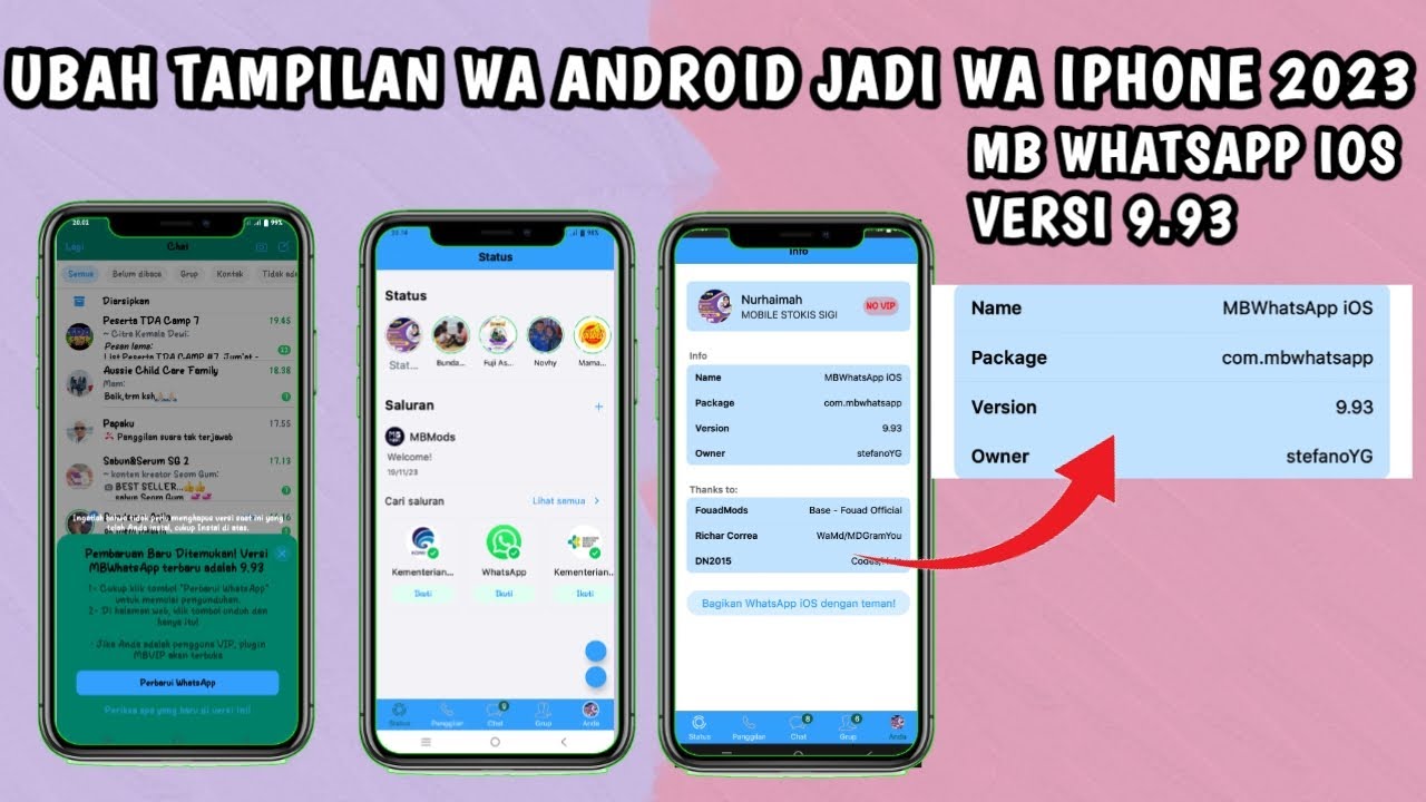 UPDATE MB WHATSAPP IOS V9.93 || UBAH TAMPILAN WA ANDROID JADI WA IPHONE ...