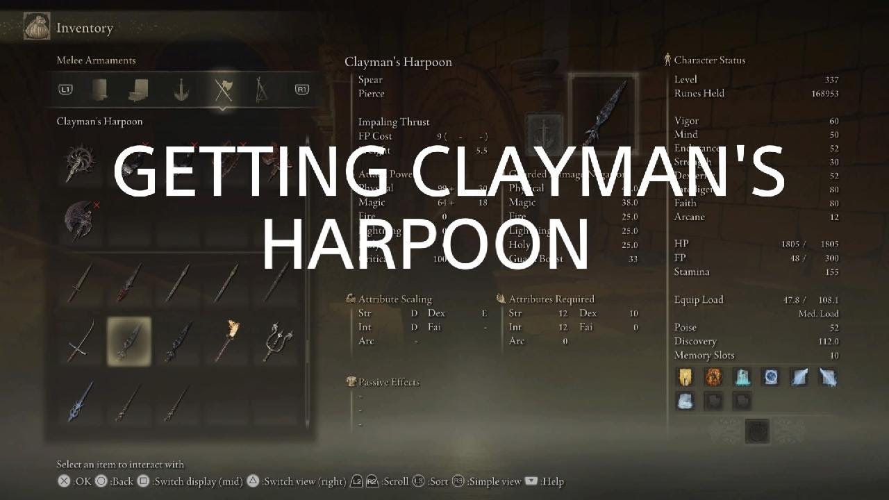 ELDEN RING: How to get CLAYMAN'S HARPOON early game! OP INT WEAPON ...
