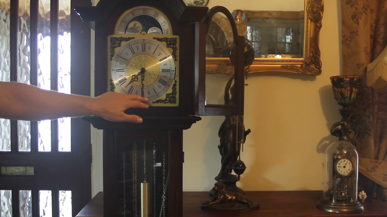 Vintage 'FHS' German Grandmother Clock , 3 Melodies & Moon Phases with ...