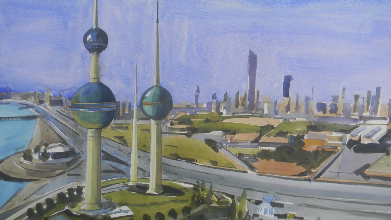 Kuwait Towers Painting | Kuwait Country | Painting for Every Country ...
