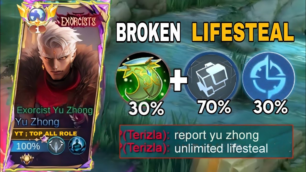 INSANE LIFESTEAL !! YU ZHONG LIFESTEAL BUILD AND EMBLEM 2024 - NEW ...