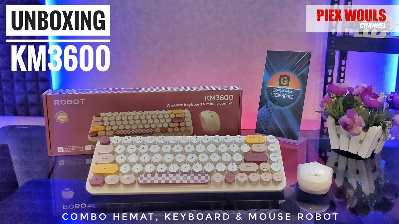 Unboxing Robot KM3600 - Wireless keyboard & Mouse estetik - YouTube