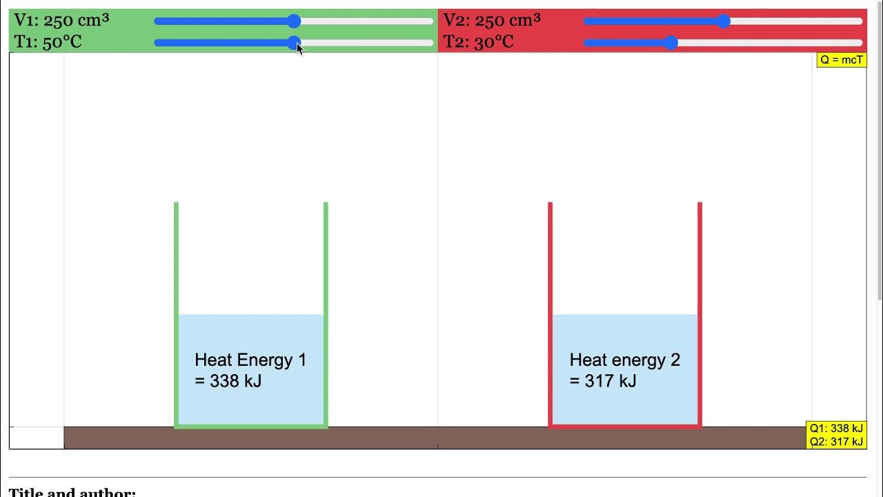 Measuring the Heat Energy Between 2 Cups of Water JavaScript HTML5 Applet - YouTube