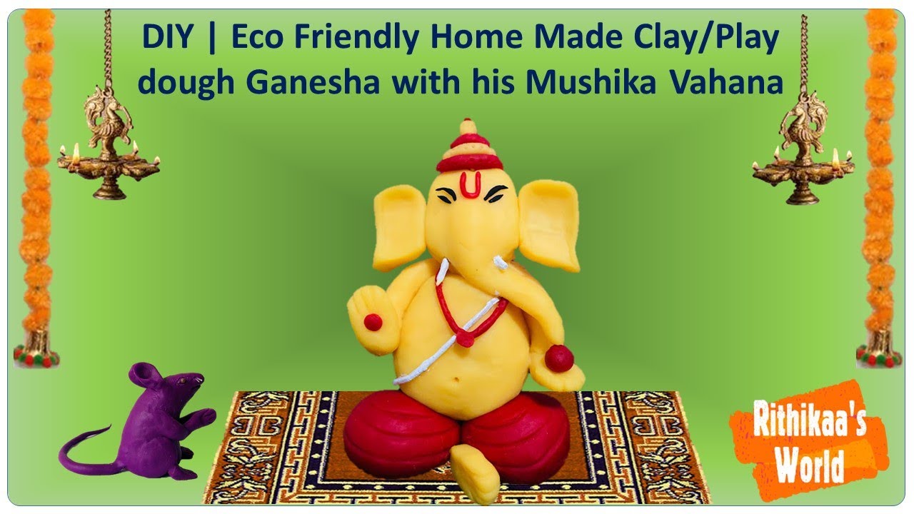 DIY | Easy Eco Friendly GANESHA Idol Making | Handmade Clay GANAPATHI n ...