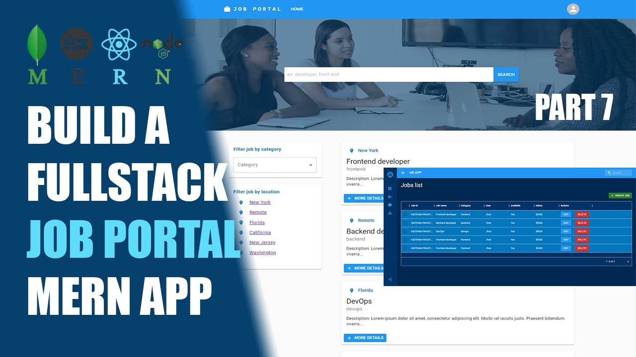 Search, filter, pagination - Build a complete Fullstack Job portal MERN Stack app -part 7 - YouTube