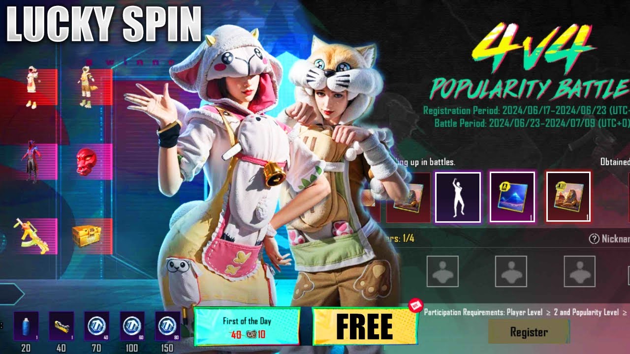 PUBGM 4V4 POPULARITY BATTLE || 0UC LUCKY SPIN PUBGM. (HINDI) - YouTube