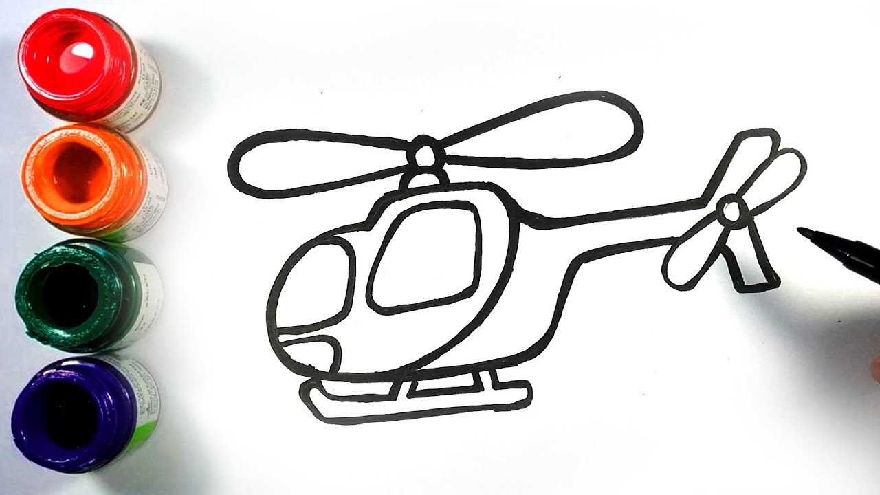 Easy Helicopter Drawing and Coloring Tutorial for Kids | Art Fun for ...