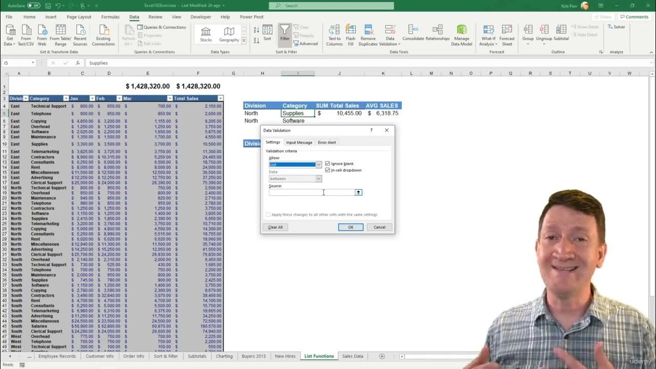 005 Dynamic Formulas by Using Excel Data Validation Techniques - YouTube