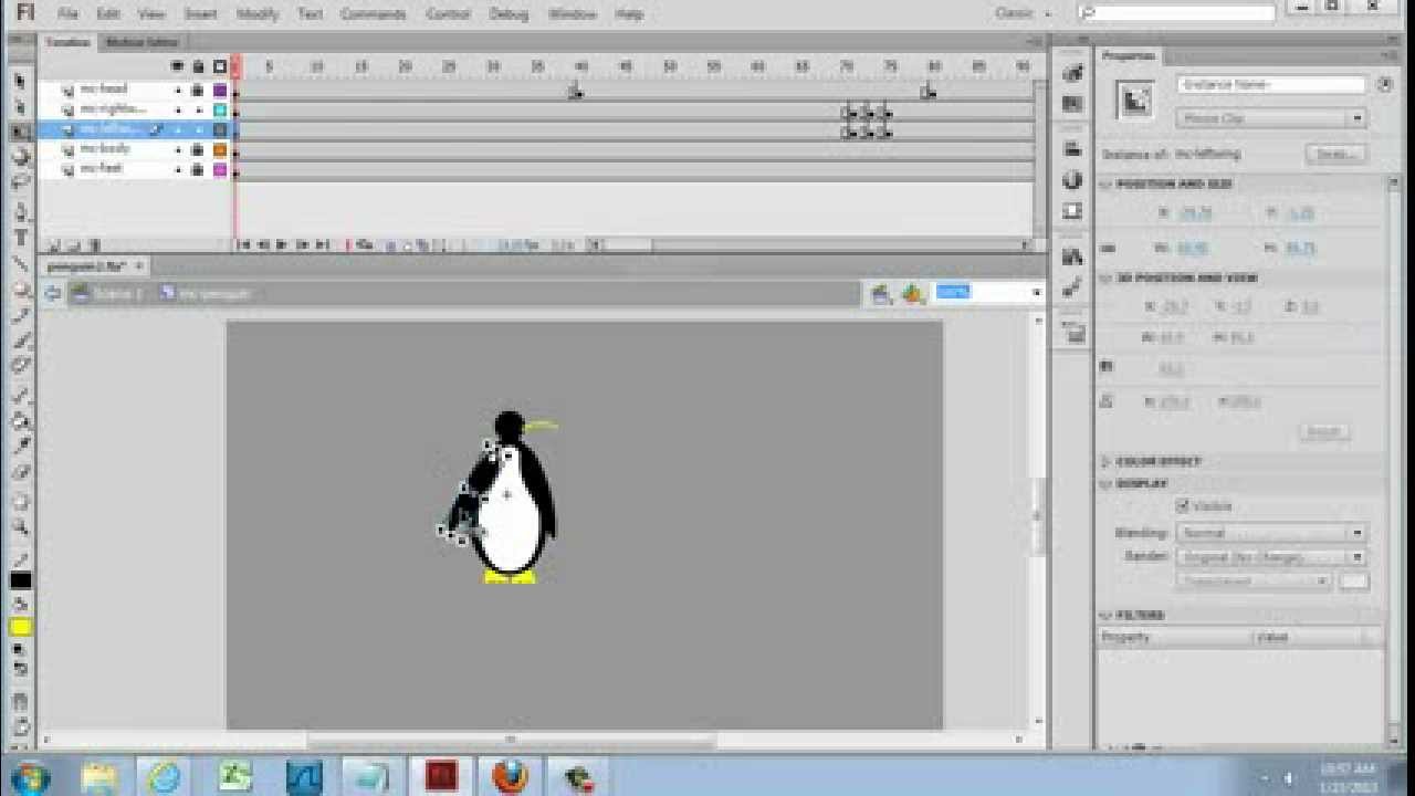 Animate a Cartoon Penguin in Flash CS6 - Beginner - YouTube