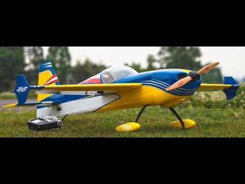 Pilot-RC Laser 67" 20cc Blue/Yellow Unboxing - YouTube